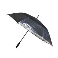 China Auto Open Pongee 190T Windproof Golf Umbrellas With Transparent Panel for sale