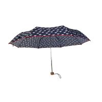 China Custom Logo Silk Screen Printing Manual Open 3 Fold Umbrella 21 Inch 8 Panels for sale