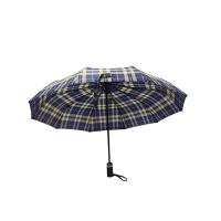 China Check Pattern Three Folding Umbrella Auto Open Close 8mm Metal Shaft for Men for sale