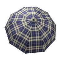 China Check Pattern Three Folding Umbrella Auto Open Close 8mm Metal Shaft for Men for sale