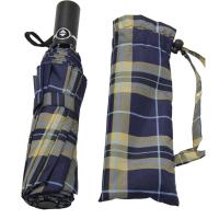 China Check Pattern Three Folding Umbrella Auto Open Close 8mm Metal Shaft for Men for sale