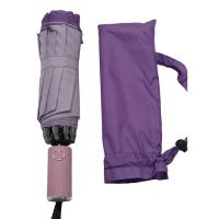 China BSCI Approved Purple Three-Fold Automatic Umbrella with 8mm Metal Shaft and Waterproof Polyester Fabric for sale