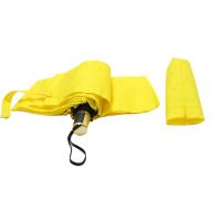 China Metal Ribs Three Folding Umbrella Yellow Color Waterproof for sale