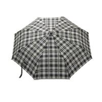 China Black White Grid 8mm Metal Shaft Three Folding Umbrella Automatic Open Close for sale