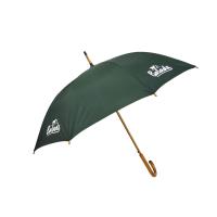 China Custom Logo Wooden Shaft Straight Umbrella 23 Inch Windproof Double Canopy for sale
