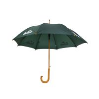 China Custom Logo Wooden Shaft Straight Umbrella 23 Inch Windproof Double Canopy for sale