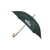 China Custom Logo Wooden Shaft Straight Umbrella 23 Inch Windproof Double Canopy for sale