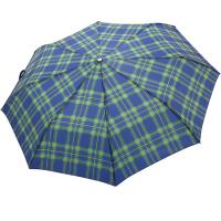 China Automatic Open Close Green Stripe Grid Umbrella Three Folding Umbrella For Men for sale