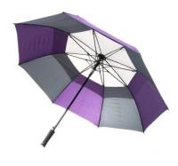China RPET Pongee Double Canopy Golf Umbrella 130cm Auto Open Fiberglass Ribs for sale