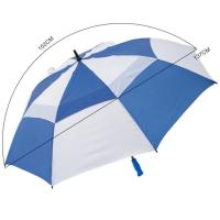 China RPET Pongee Double Canopy Golf Umbrella 130cm Auto Open Fiberglass Ribs for sale
