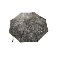 China Auto Open Manual Close 3 Folding Leopard Print Umbrella 8mm Metal Shaft for sale