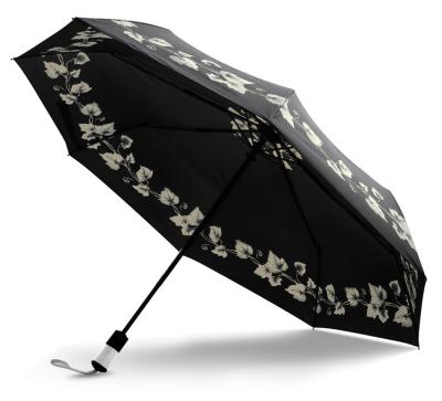 China 21in 190T Pongee Automatic Three Folding Umbrella With Logo Printing for sale