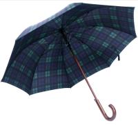 China 103cm 190T Pongee Gingham Wooden J Stick Umbrella for sale