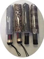 China LED Light Handle Automatic Foldable Umbrella 21 Inch 8k Pongee Fabric for sale