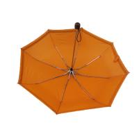 China 3 Folding Manual Open 21in Windproof Umbrella With Wooden Handle for sale