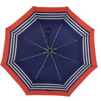 China Blue Stripe Zinc Frame Pongee Foldable Umbrella For Ladies for sale
