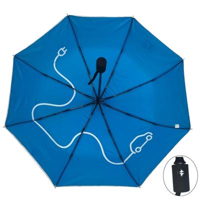 China Auto Open Close Double Layer Compact Folding Umbrella With Double Fiberglass Ribs for sale