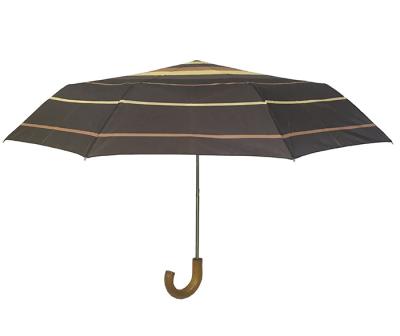 China Manual Open Wooden J Handle 190T Polyester Foldable Umbrella for sale