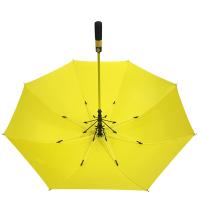 China Yellow RPET Pongee Golf Umbrella 130cm Auto Open Fiberglass Ribs Metal Shaft for sale