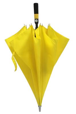 China Yellow RPET Pongee Golf Umbrella 130cm Auto Open Fiberglass Ribs Metal Shaft for sale