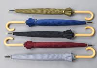 China Diameter 112CM Pongee Auto Open Straight Umbrella With Wooden J Handle for sale