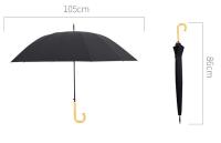 China Diameter 112CM Pongee Auto Open Straight Umbrella With Wooden J Handle for sale