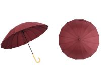 China Diameter 112CM Pongee Auto Open Straight Umbrella With Wooden J Handle for sale