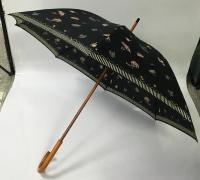 China 190T Pongee Manual Open Wooden Shaft Umbrella 23 Inch 8 Ribs Full Color Printing for sale