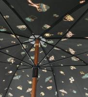 China 190T Pongee Manual Open Wooden Shaft Umbrella 23 Inch 8 Ribs Full Color Printing for sale