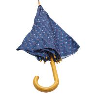 China Flower Printed Wooden Shaft J Handle Pongee Fabric Umbrella for sale