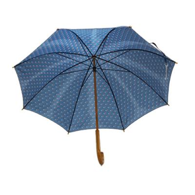 China Flower Printed Wooden Shaft J Handle Pongee Fabric Umbrella for sale