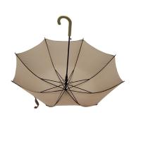 China 8mm Metal Shaft Auto Open Close Pongee Umbrella with Wooden J Handle for sale