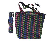 China Manual Open pongee 3 Folding Umbrella With Tote Bag for sale