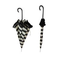 China Striped Pongee Fabric Straight Umbrella With Flower Edge for sale