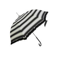 China Striped Pongee Fabric Straight Umbrella With Flower Edge for sale