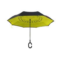 China 21-Inch Polyester 190T C Hook Reverse Umbrella with Auto Open/Close and Custom Printing Options for sale