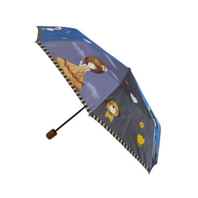 China Digital Printing Manual Open pongee Wood Handle Umbrella for sale