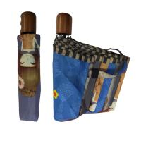 China Digital Printing Manual Open pongee Wood Handle Umbrella for sale