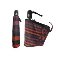 China Auto Open Close Folding Pongee Windproof Stripe Umbrella 21 Inch 8 Panels for sale