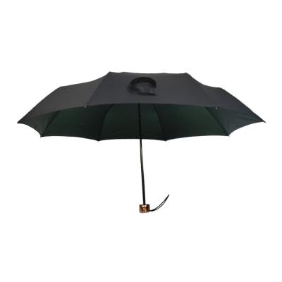 China Windproof 3 Folding UV Protective Pongee Umbrella 21 Inch 8 Panels for Men for sale