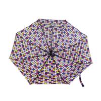 China Manual Open Pongee 190T Folding Compact Umbrella With Wooden Handle for sale