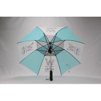 China Pongee Fabric 8mm Metal Shaft Auto Open Close Straight Umbrella with Fan for sale