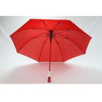 China 8mm Metal Shaft Red Pongee Umbrella Auto Open Close Custom Logo for sale