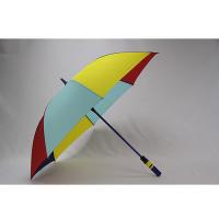 China BSCI Pongee Fabric Three-Color Joint Golf Umbrella with 144mm Fiberglass Shaft and 27-inch Coverage for sale