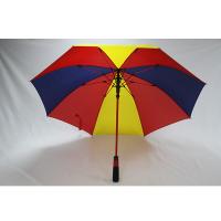 China BSCI Pongee Fabric Three-Color Joint Golf Umbrella with 144mm Fiberglass Shaft and 27-inch Coverage for sale
