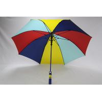 China BSCI Pongee Fabric Three-Color Joint Golf Umbrella with 144mm Fiberglass Shaft and 27-inch Coverage for sale