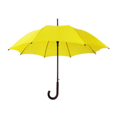 China Wooden Handle Auto Open Windproof Straight Umbrella 23 Inch 8 Panels Fiberglass Shaft for sale