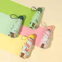 China Anti UV Folding 190T Pongee Mini Capsule Umbrellas With Case for sale