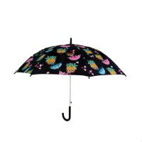 China 19 Inch 8K Pongee 190T Kids Folding Umbrella with Plastic J Handle Auto Open for sale