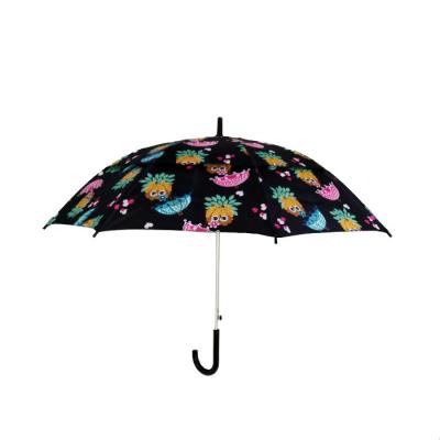 China 19 Inch 8K Pongee 190T Kids Folding Umbrella with Plastic J Handle Auto Open for sale